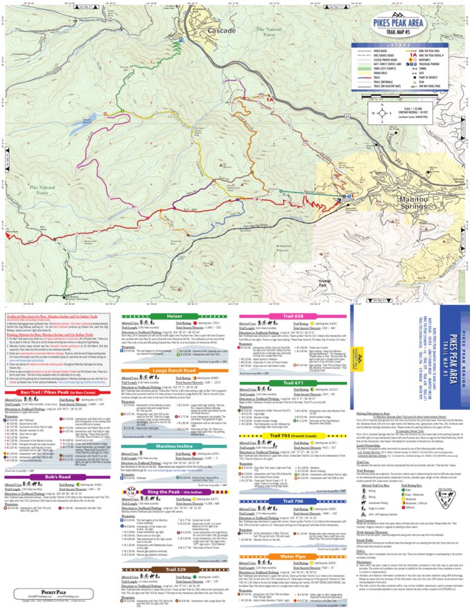 Trail Map#5, Pikes Peak Area, Pikes Peak Region Series by Pocket Pals ...
