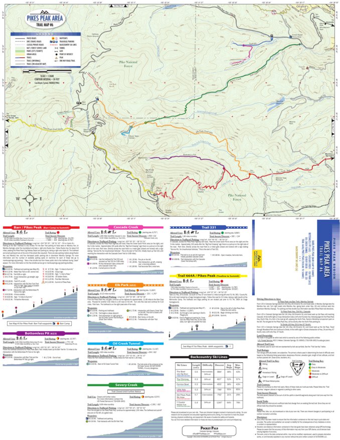 Trail Map #6, Pikes Peak Area, Pikes Peak Region Series by Pocket Pals ...