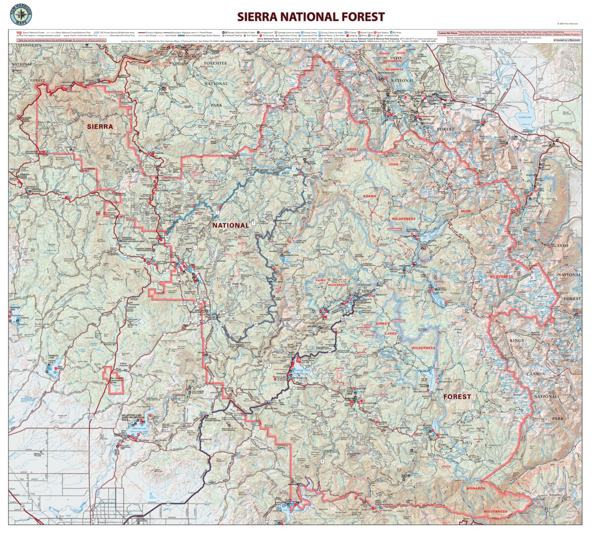 Sierra National Forest Map by Tom Harrison Maps | Avenza Maps