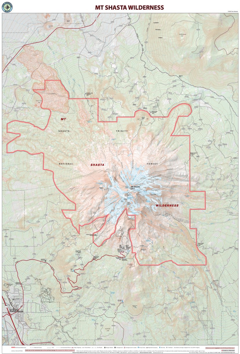 Mt Shasta Wilderness Map by Tom Harrison Maps | Avenza Maps