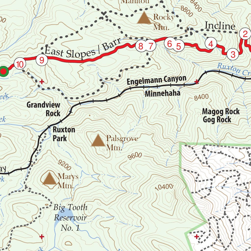 Pikes Peak Hiking/Climbing Map - Front Range 14er by Pocket Pals Trail ...