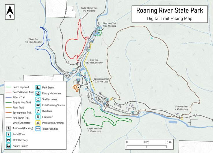 Roaring River State Park Public Hiking Map by Roaring River State Park ...
