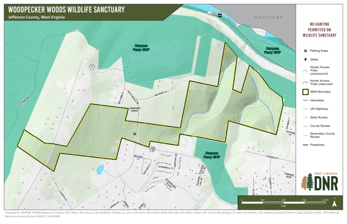 Woodpecker Woods Wildlife Sanctuary Map by WV Division of Natural ...