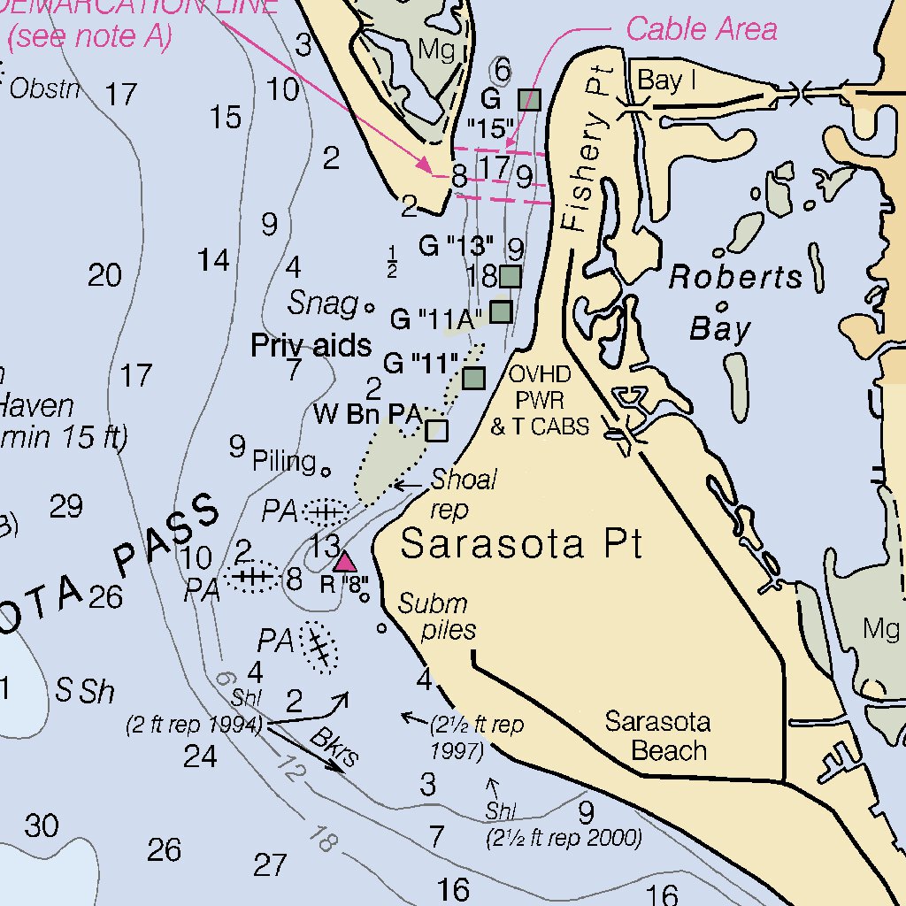 Lemon Bay To Passage Key Inlet Map by National Oceanographic ...