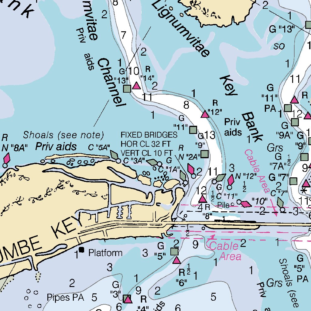 Intracoastal Waterway Matecumbe To Grassy Key Map by National ...