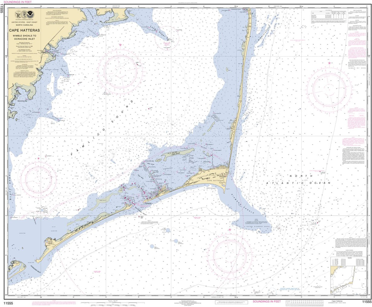 Cape Hatteras Wimble Shoals To Ocracoke Inlet Map by National ...