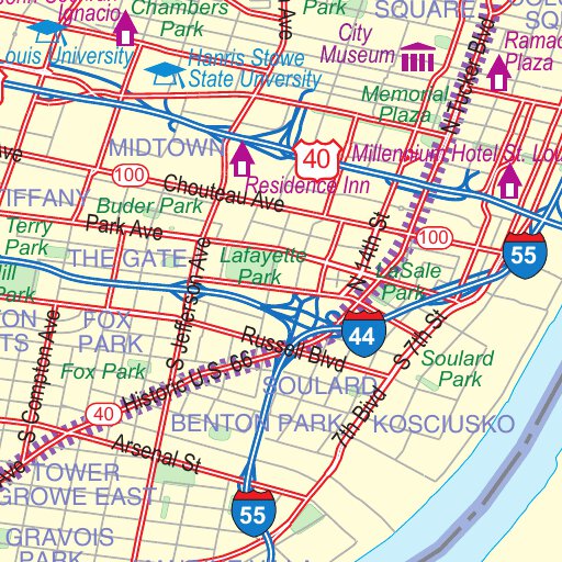St. Louis Region 1:150,000 - ITMB Map by ITMB Publishing Ltd. | Avenza Maps