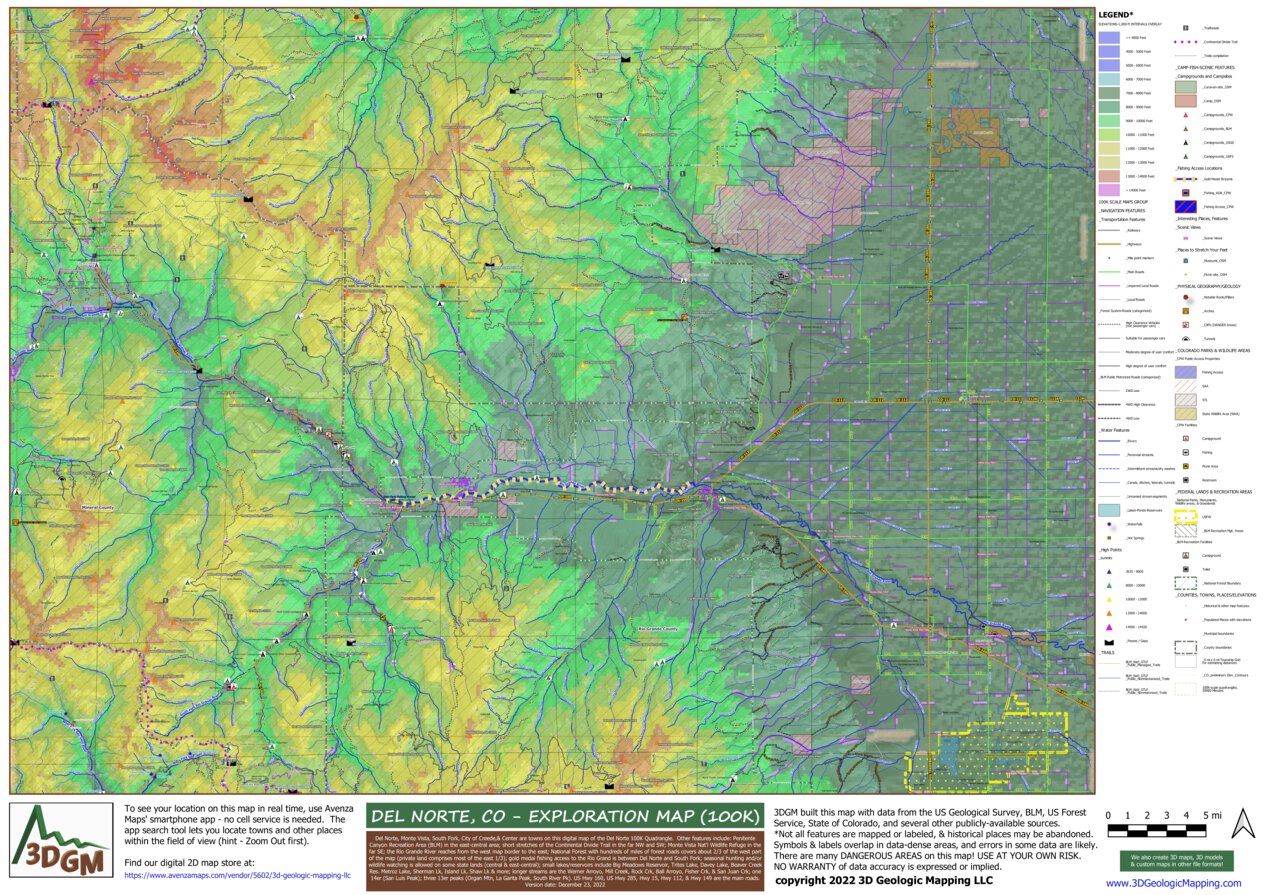 Del Norte, CO - Exploration Map for Sightseeing by 3D Geologic Mapping ...