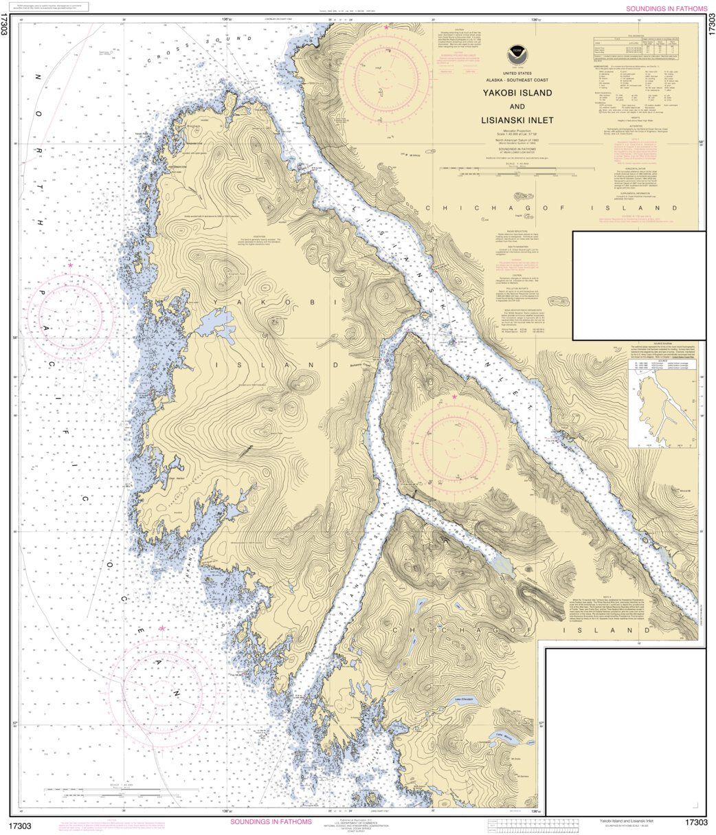 Yakobi Island And Lisianski Inlet Map by National Oceanographic ...