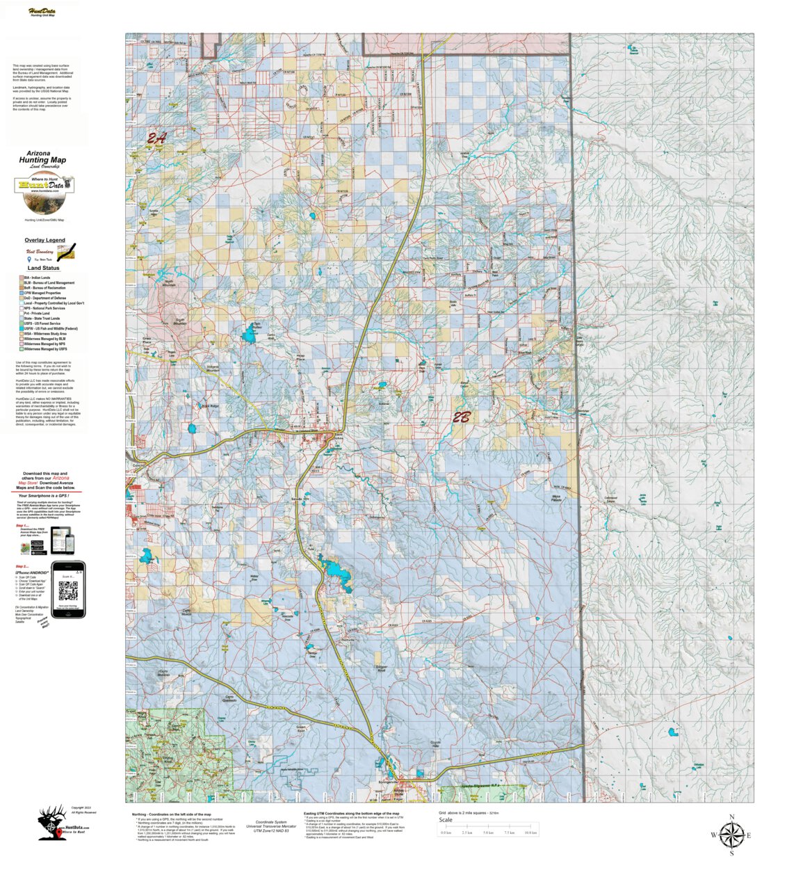 AZ Unit 2B Land Ownership Map by Arizona HuntData LLC | Avenza Maps