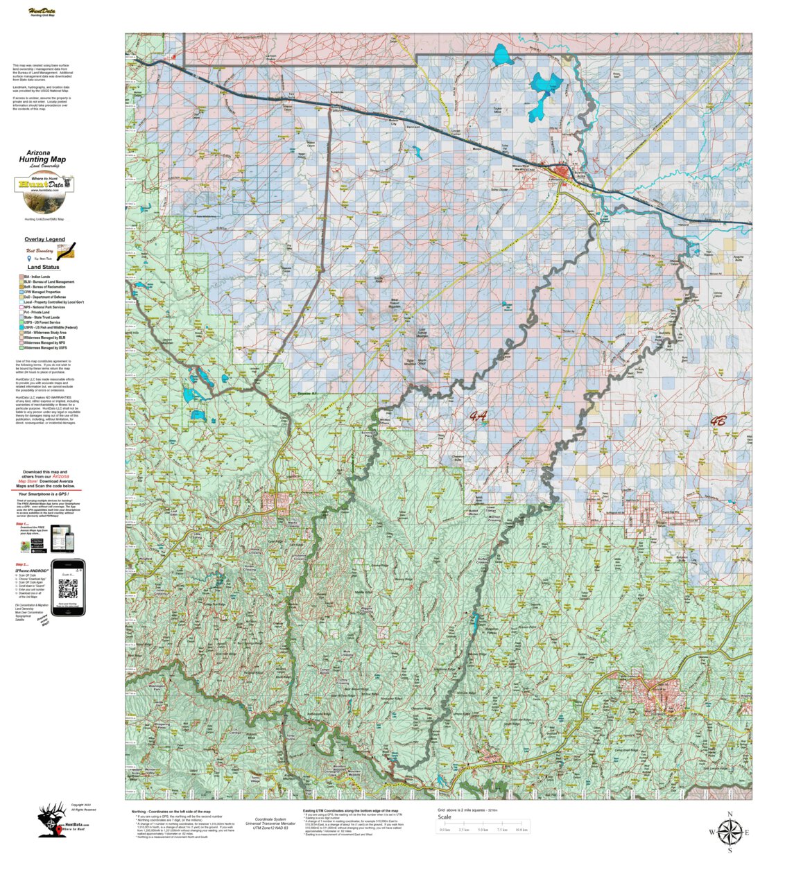AZ Unit 4A Land Ownership Map by Arizona HuntData LLC | Avenza Maps