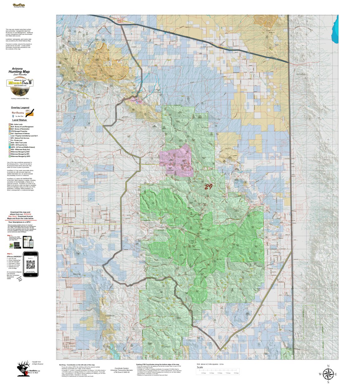 AZ Unit 29 Land Ownership Map by Arizona HuntData LLC | Avenza Maps