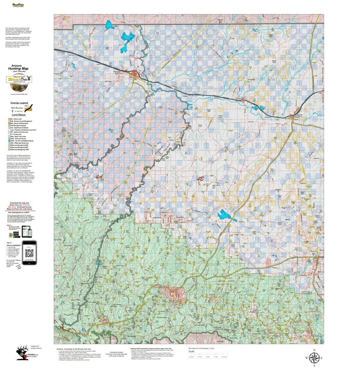 AZ Unit 4B Land Ownership Map by Arizona HuntData LLC | Avenza Maps