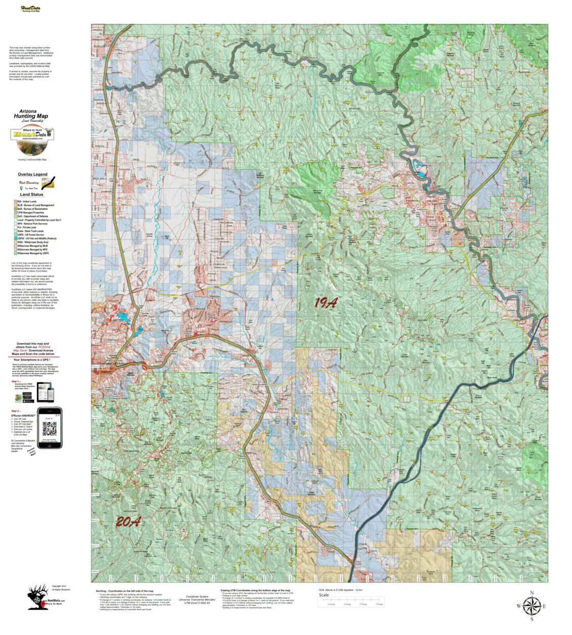 AZ Unit 19A Land Ownership Map by Arizona HuntData LLC | Avenza Maps