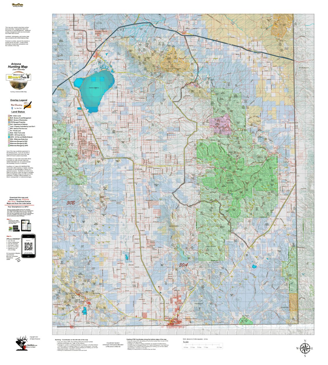 AZ Unit 30A Land Ownership Map by Arizona HuntData LLC | Avenza Maps