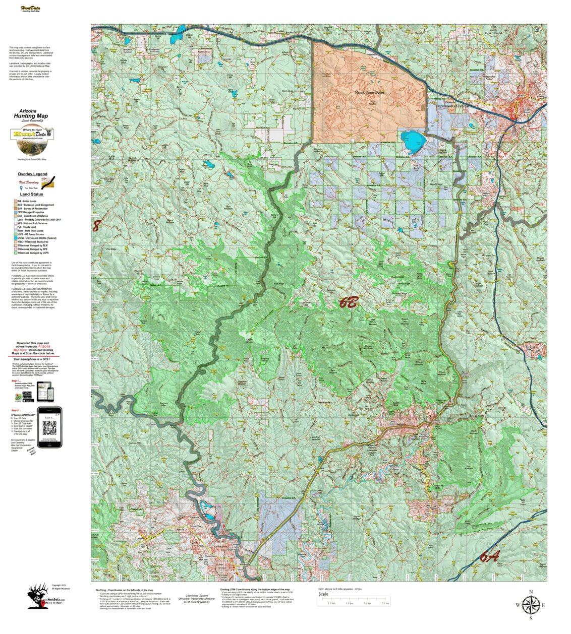 AZ Unit 6B Land Ownership Map by Arizona HuntData LLC | Avenza Maps