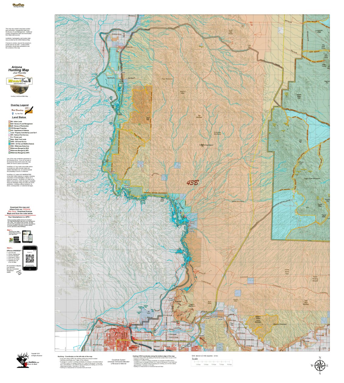 AZ Unit 43B Land Ownership Map by Arizona HuntData LLC | Avenza Maps