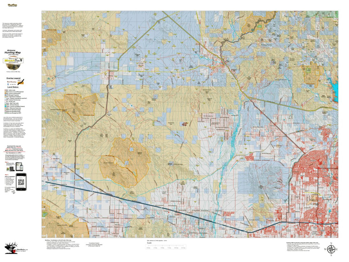 AZ Unit 42 Land Ownership Map by Arizona HuntData LLC | Avenza Maps