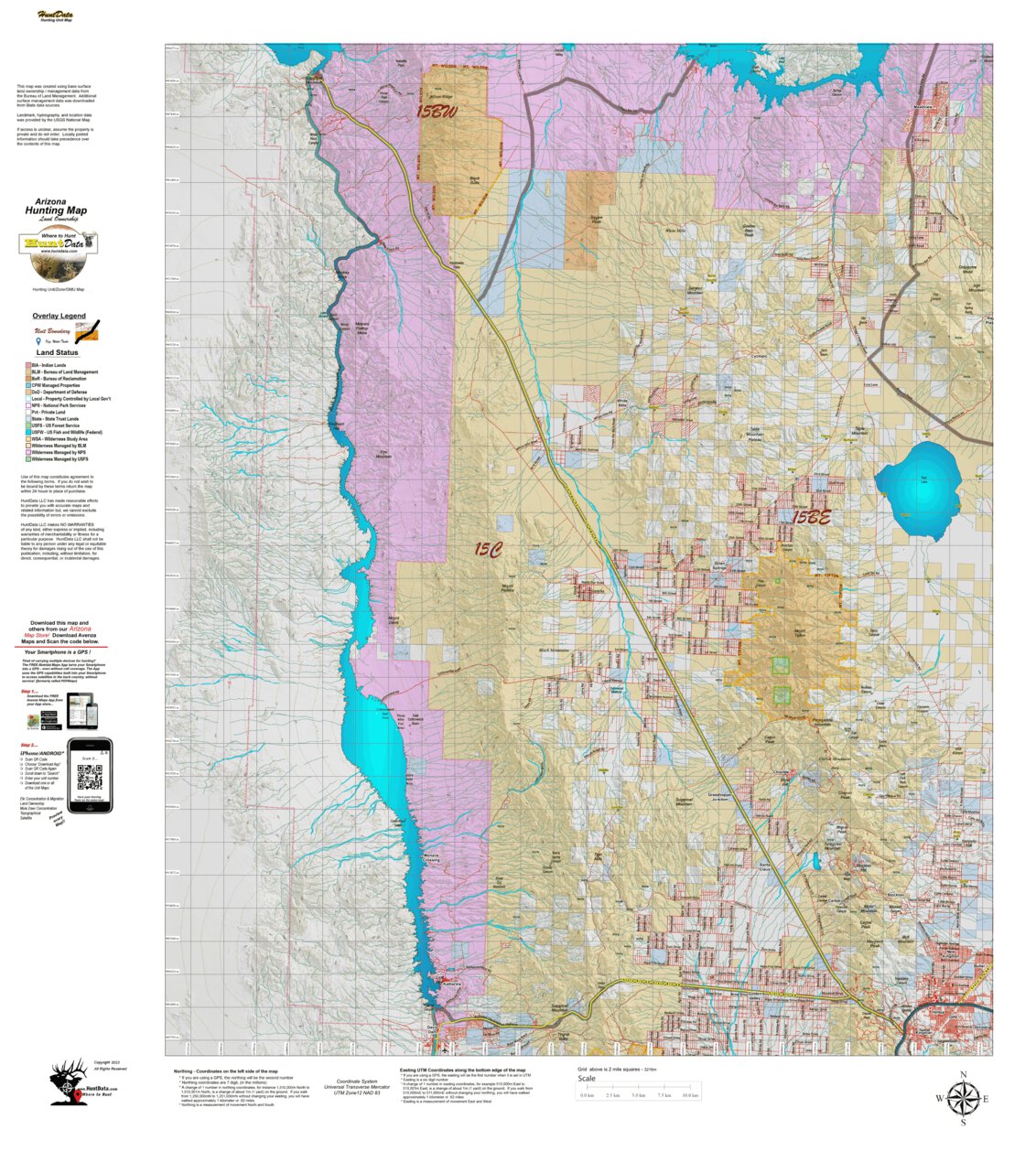 AZ Unit 15C Land Ownership Map by Arizona HuntData LLC | Avenza Maps