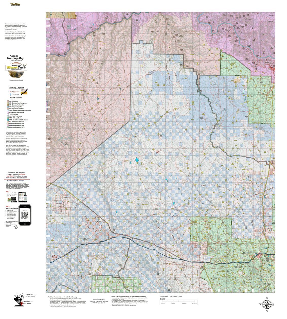 AZ Unit 10 Land Ownership Map by Arizona HuntData LLC | Avenza Maps