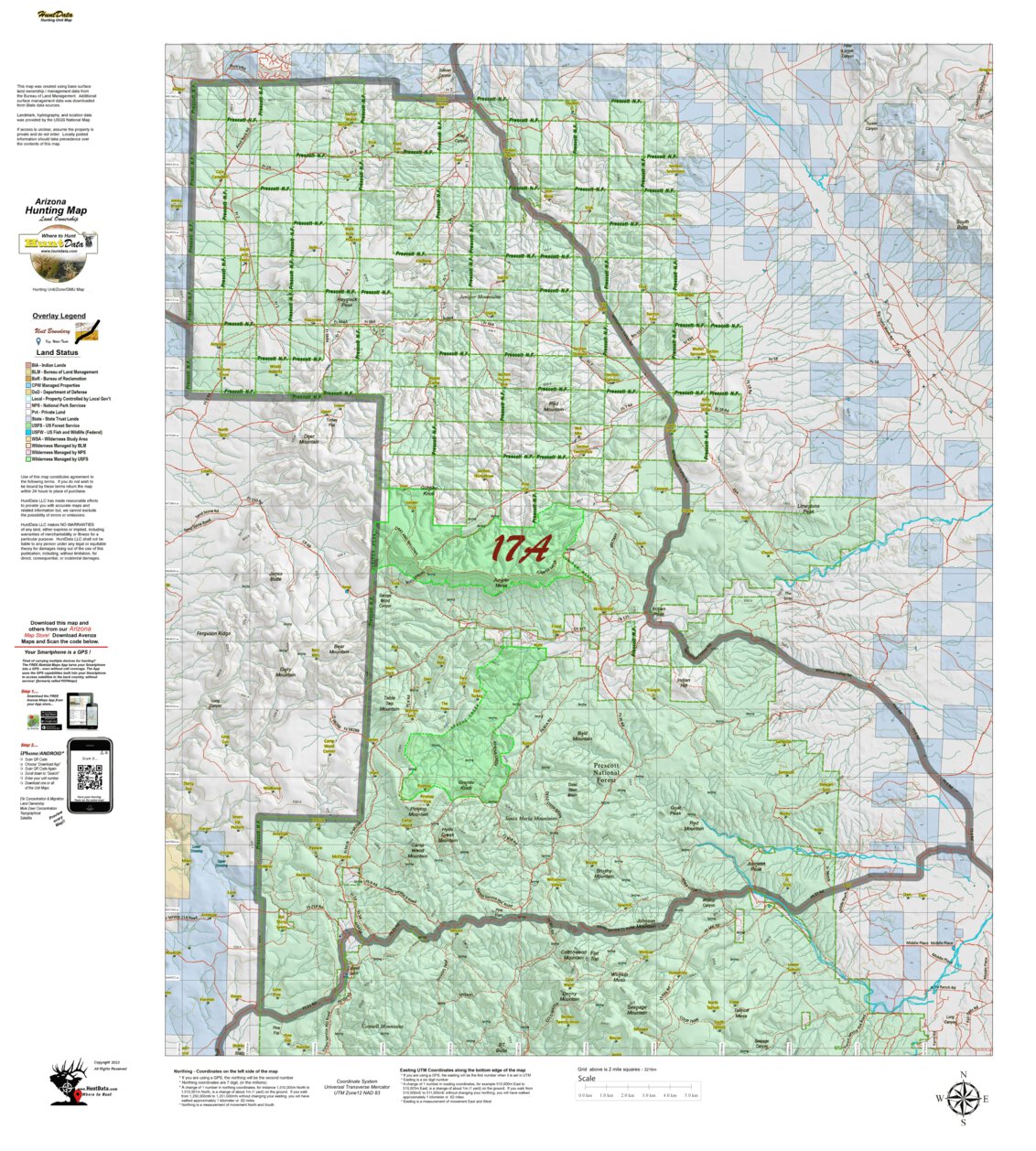 AZ Unit 17A Land Ownership Map by Arizona HuntData LLC | Avenza Maps