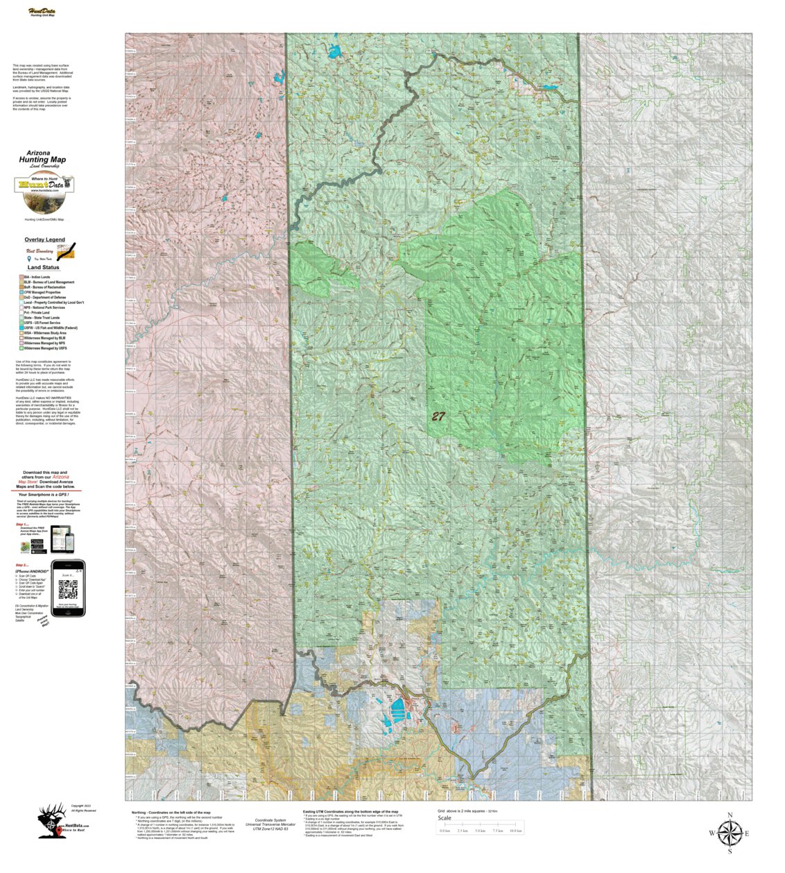 AZ Unit 27 Land Ownership Map by Arizona HuntData LLC | Avenza Maps