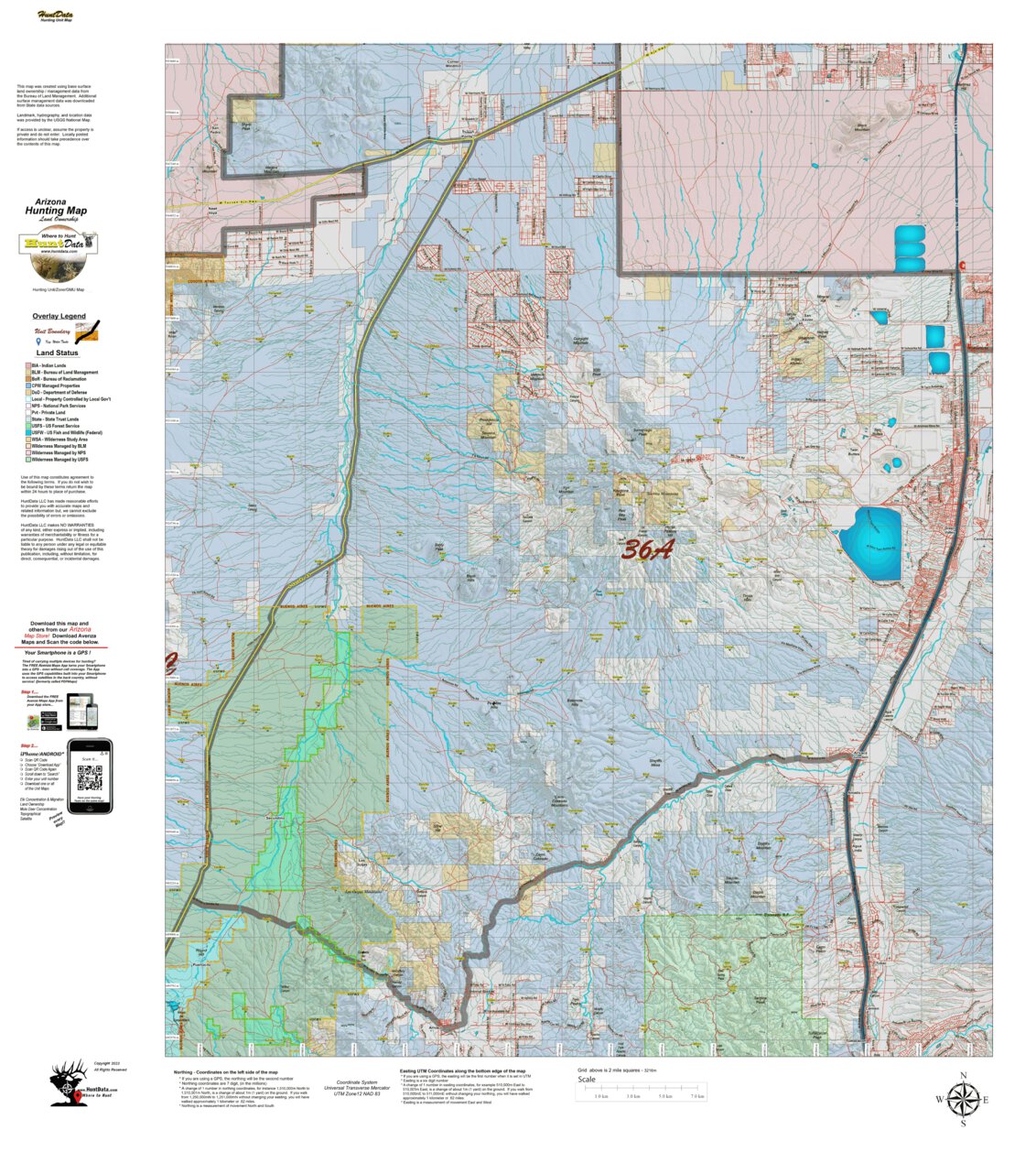 AZ Unit 36A Land Ownership Map by Arizona HuntData LLC | Avenza Maps