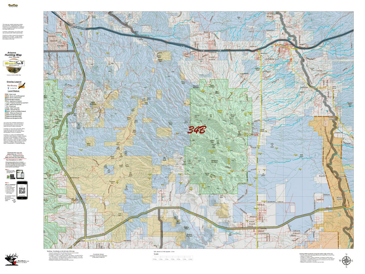 AZ Unit 34B Land Ownership Map by Arizona HuntData LLC | Avenza Maps