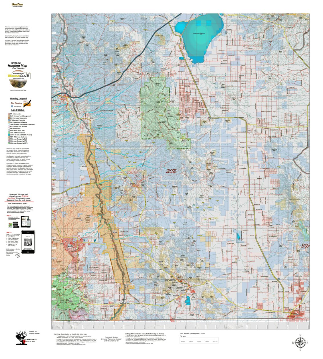 AZ Unit 30B Land Ownership Map by Arizona HuntData LLC | Avenza Maps