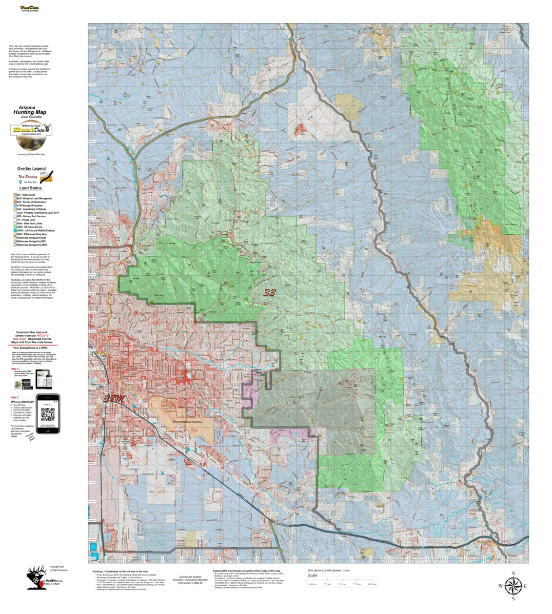 AZ Unit 33 Land Ownership Map by Arizona HuntData LLC | Avenza Maps
