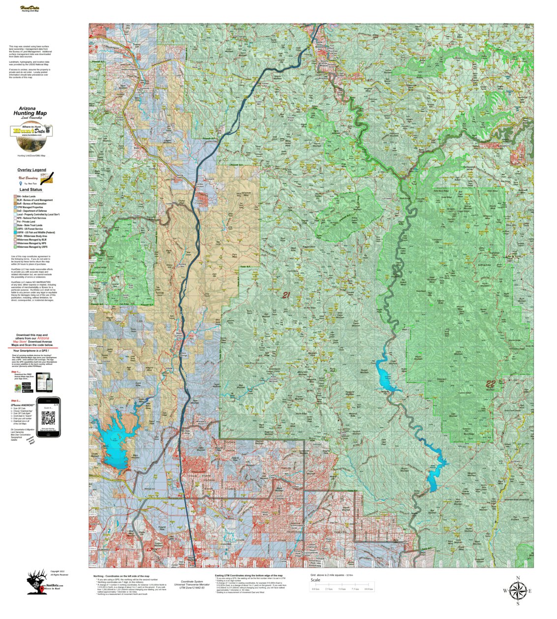 AZ Unit 21 Land Ownership Map by Arizona HuntData LLC | Avenza Maps