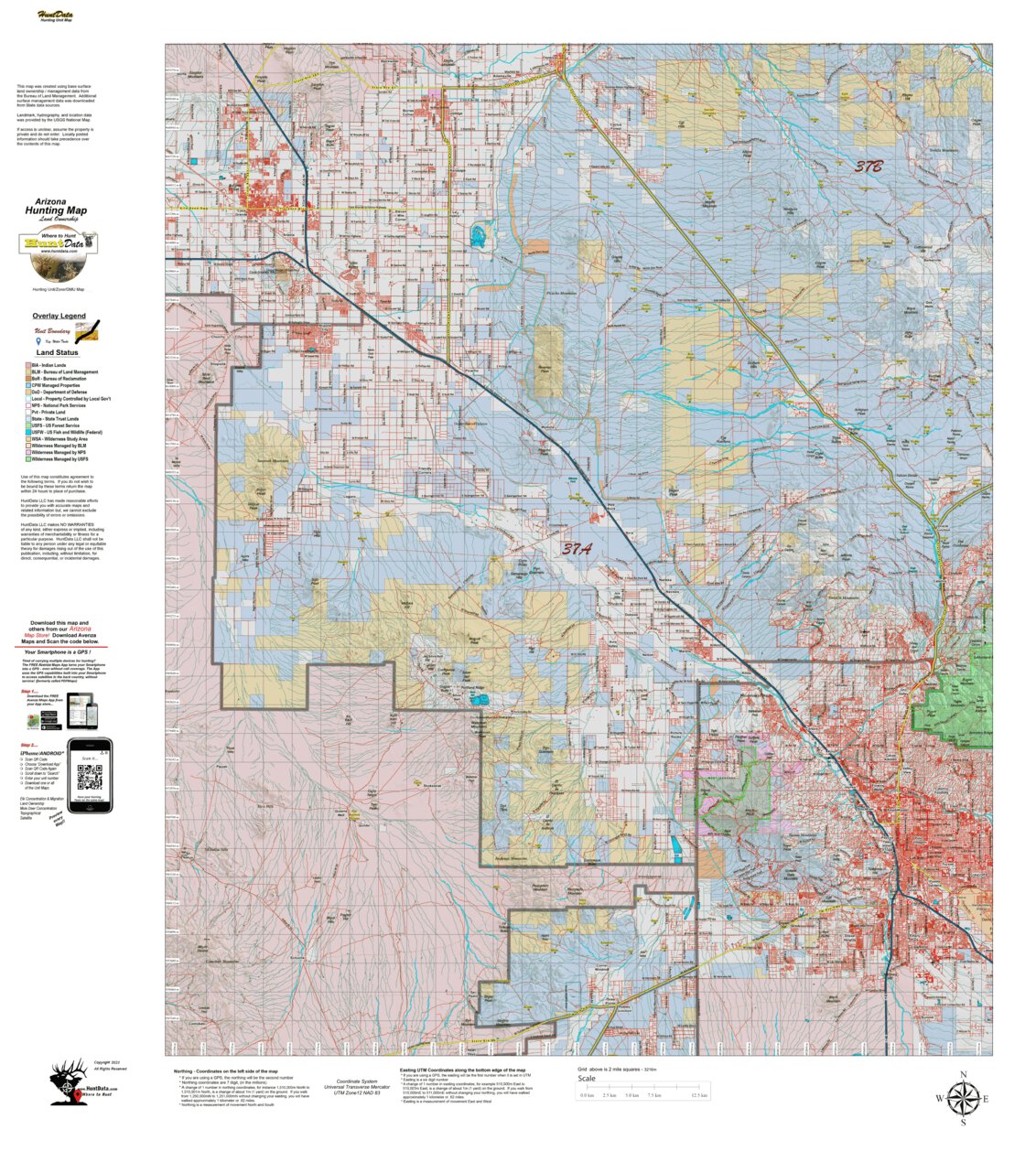 AZ Unit 37A Land Ownership Map by Arizona HuntData LLC | Avenza Maps