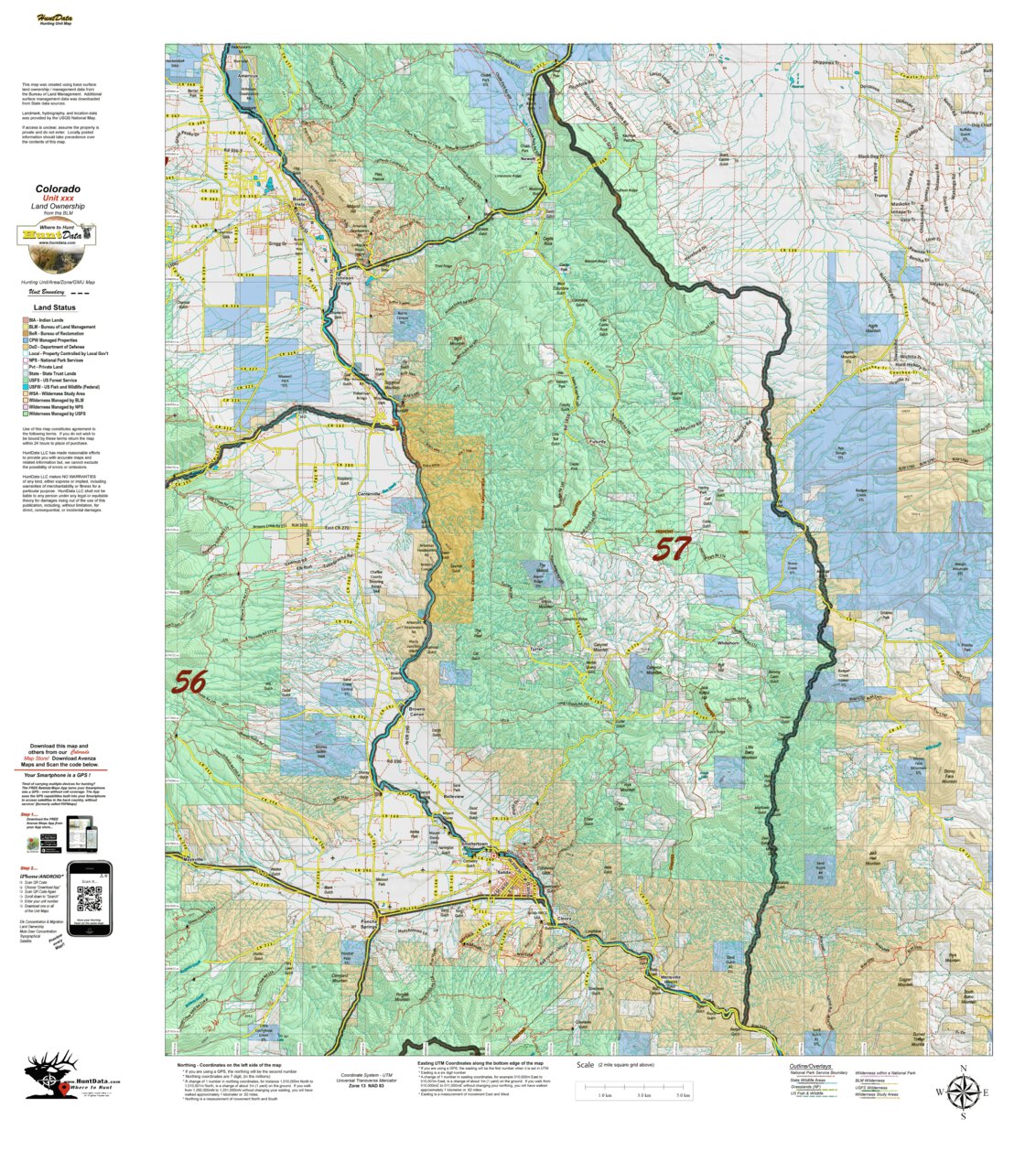 Co Unit 57 Land Ownership Map by HuntData LLC | Avenza Maps
