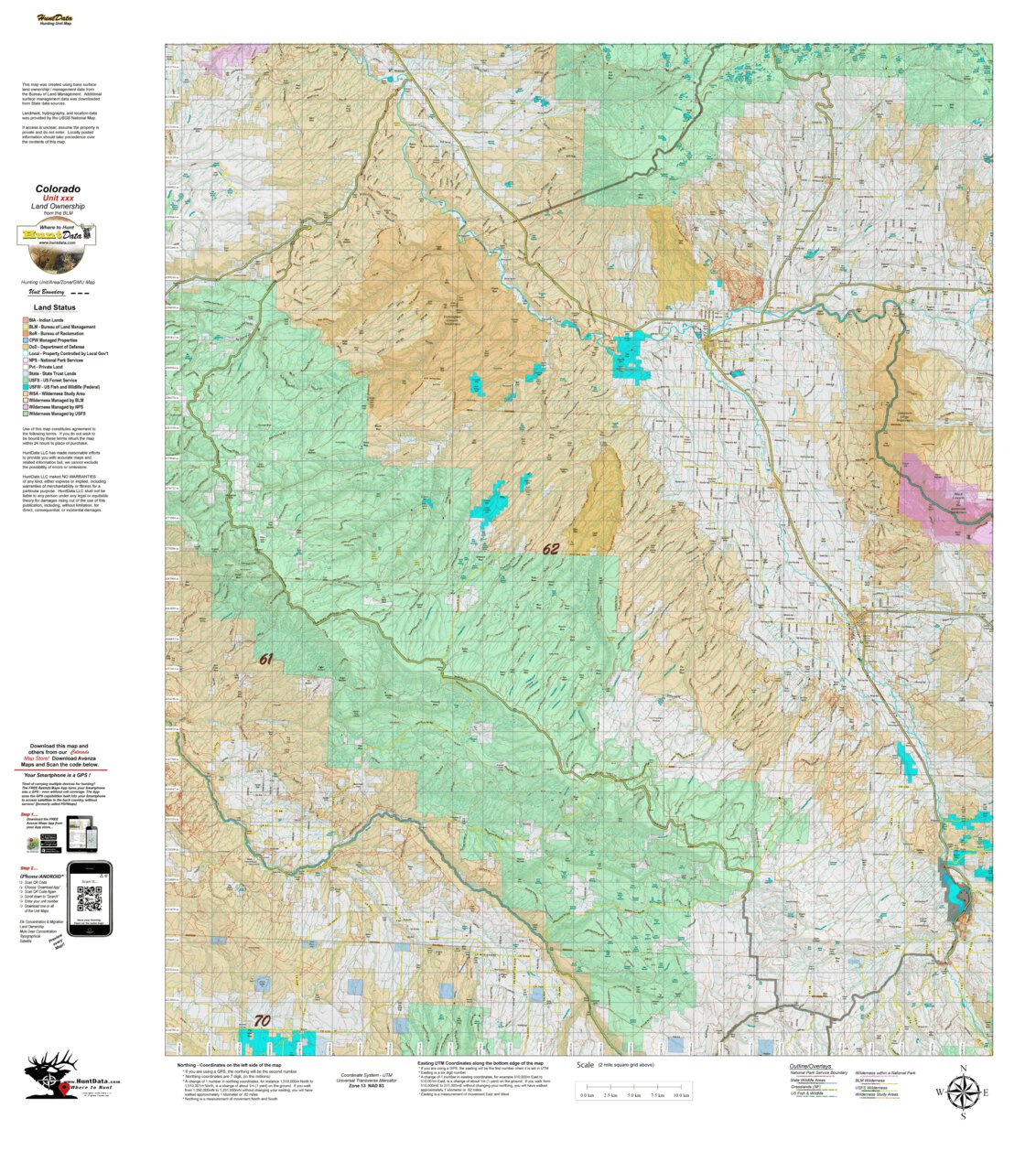 Co Unit 62 Land Ownership Map by HuntData LLC | Avenza Maps