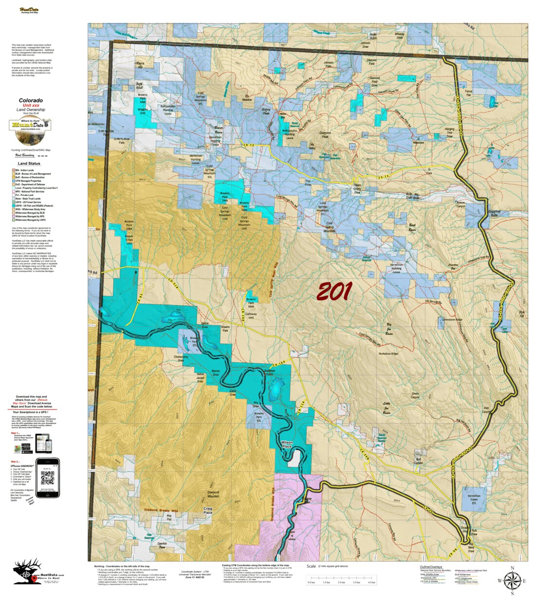 Co Unit 201 Land Ownership Map by HuntData LLC | Avenza Maps