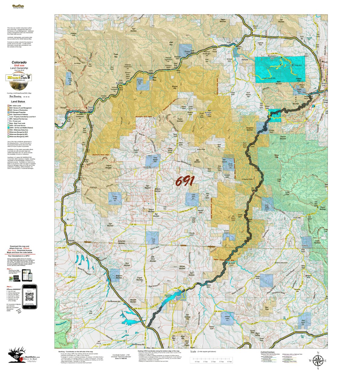 Co Unit 691 Land Ownership Map by HuntData LLC | Avenza Maps