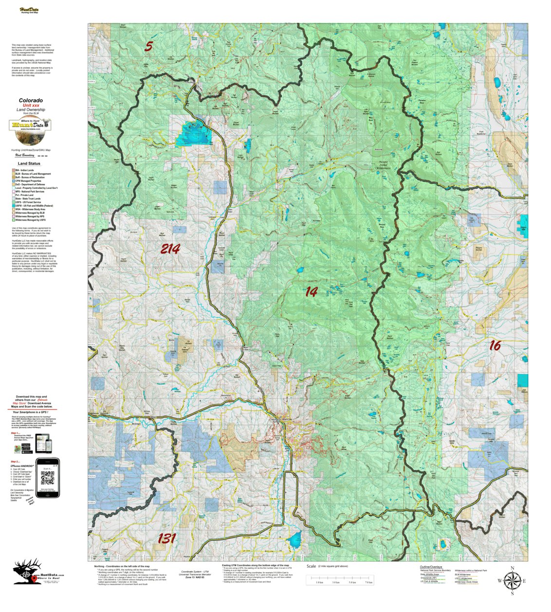 Co Unit 14 Land Ownership Map by HuntData LLC | Avenza Maps