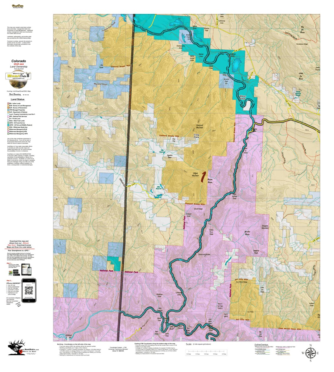 Co Unit 1 Land Ownership Map by Colorado HuntData LLC | Avenza Maps
