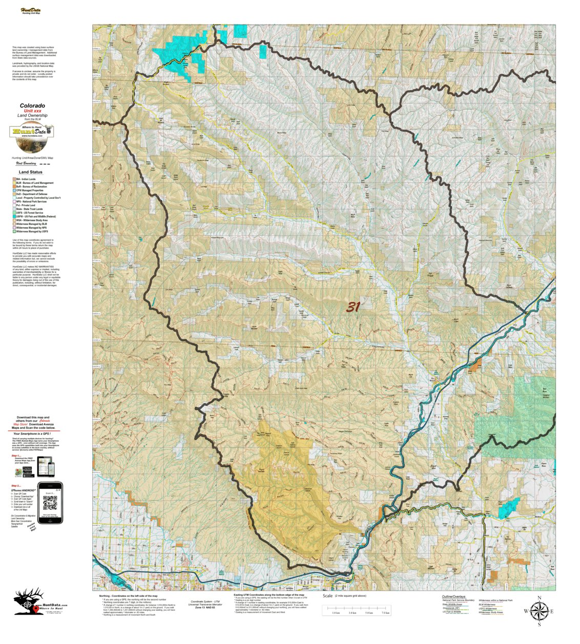 Co Unit 31 Land Ownership Map by Colorado HuntData LLC | Avenza Maps