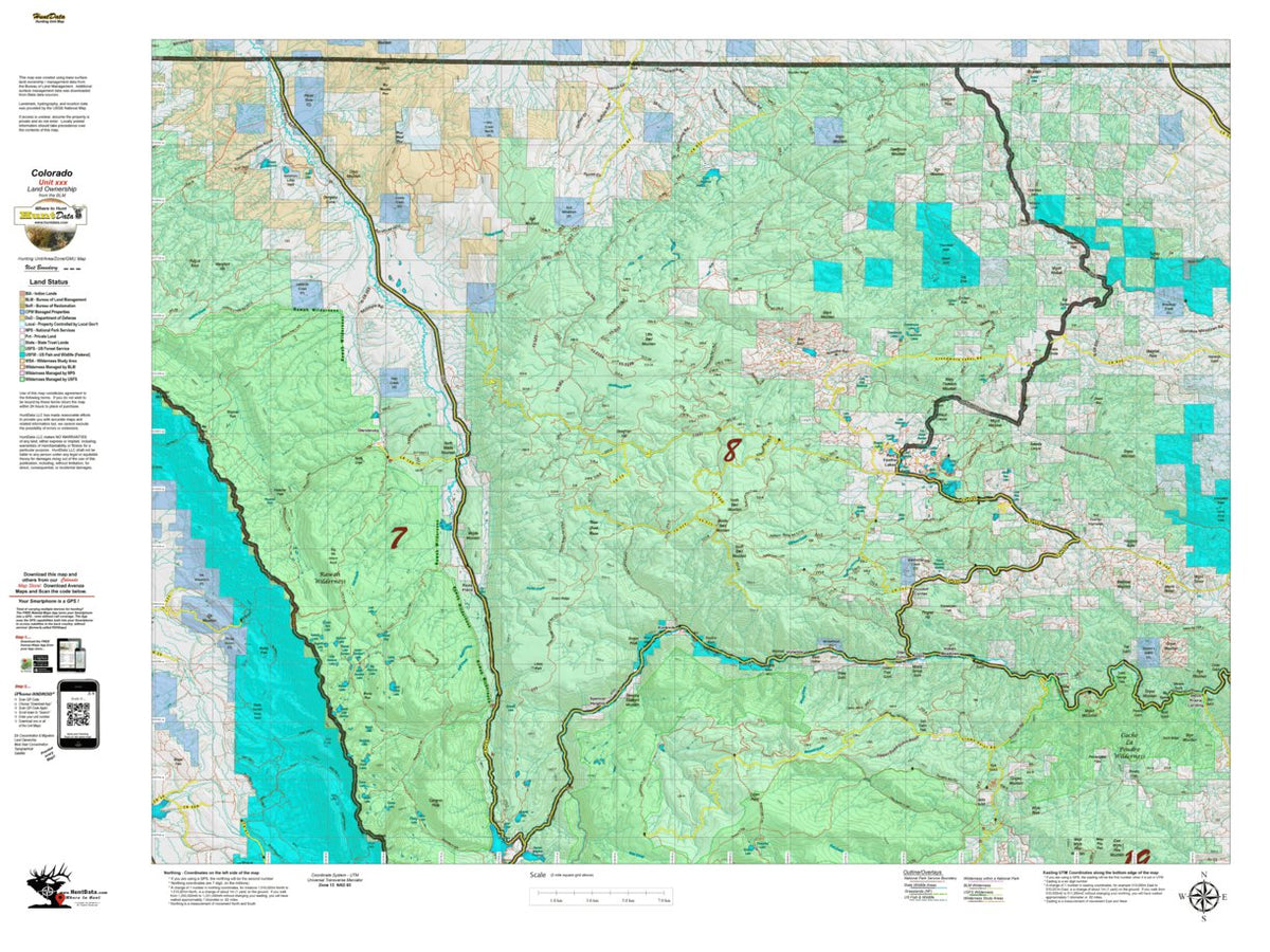 Co Unit 8 Land Ownership Map by Colorado HuntData LLC | Avenza Maps