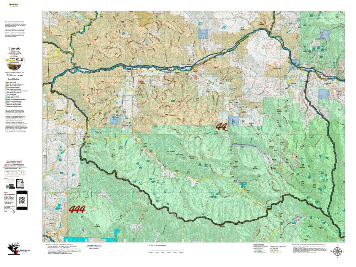 Co Unit 44 Land Ownership Map by Colorado HuntData LLC | Avenza Maps