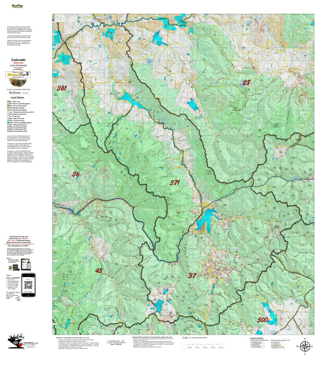Co Unit 37 Land Ownership Map by Colorado HuntData LLC | Avenza Maps