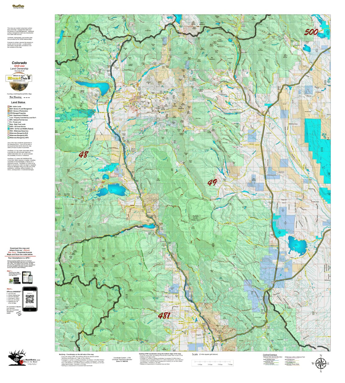Co Unit 49 Land Ownership Map by Colorado HuntData LLC | Avenza Maps