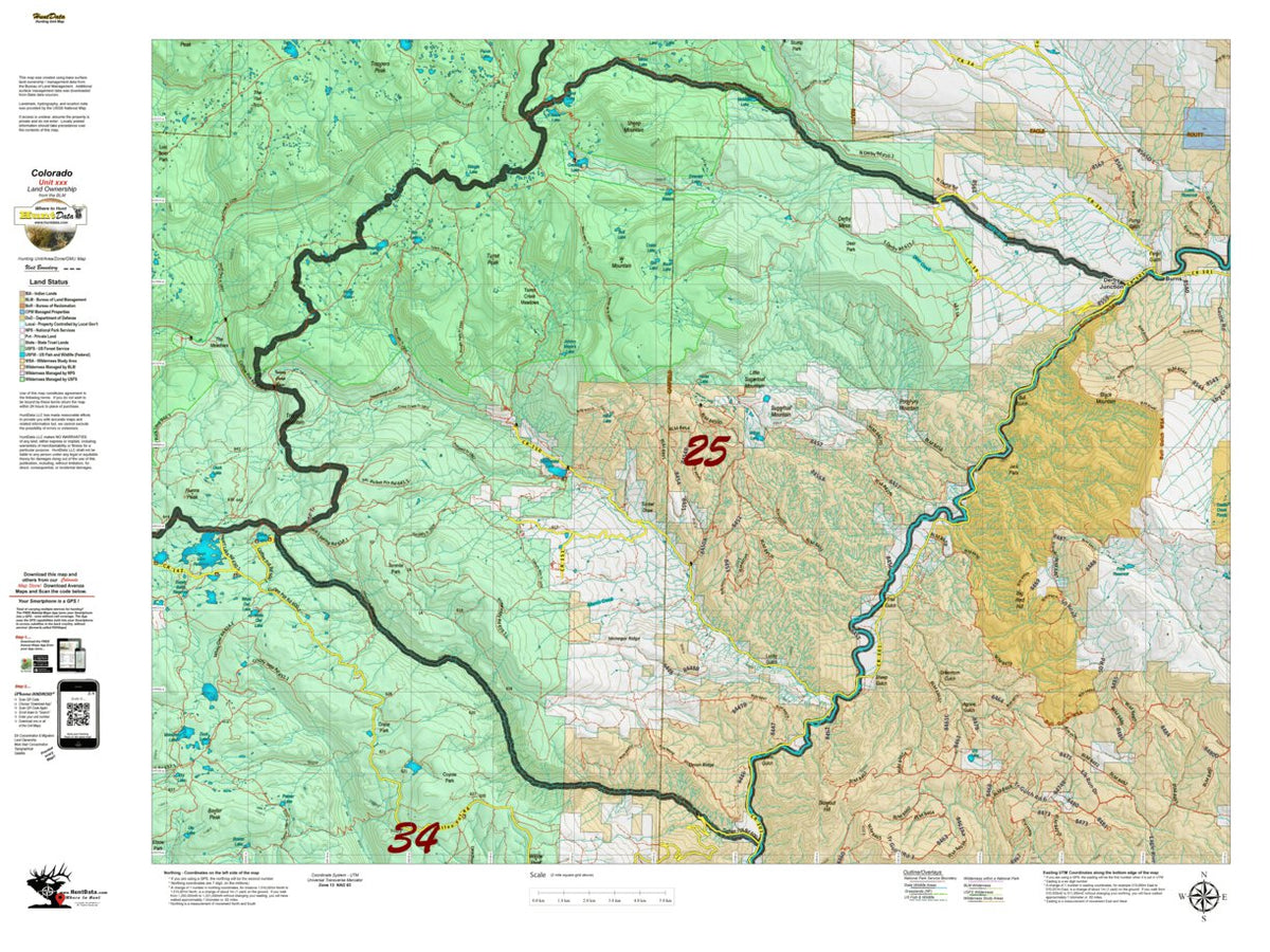 Co Unit 25 Land Ownership Map by Colorado HuntData LLC | Avenza Maps