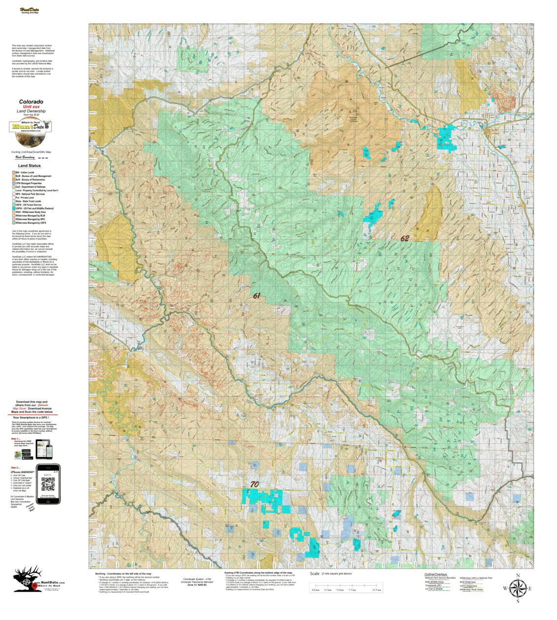 Co Unit 61 Land Ownership Map by Colorado HuntData LLC | Avenza Maps