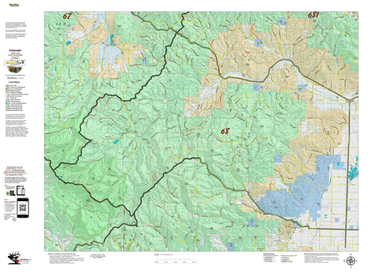 Co Unit 68 Land Ownership Map by Colorado HuntData LLC | Avenza Maps