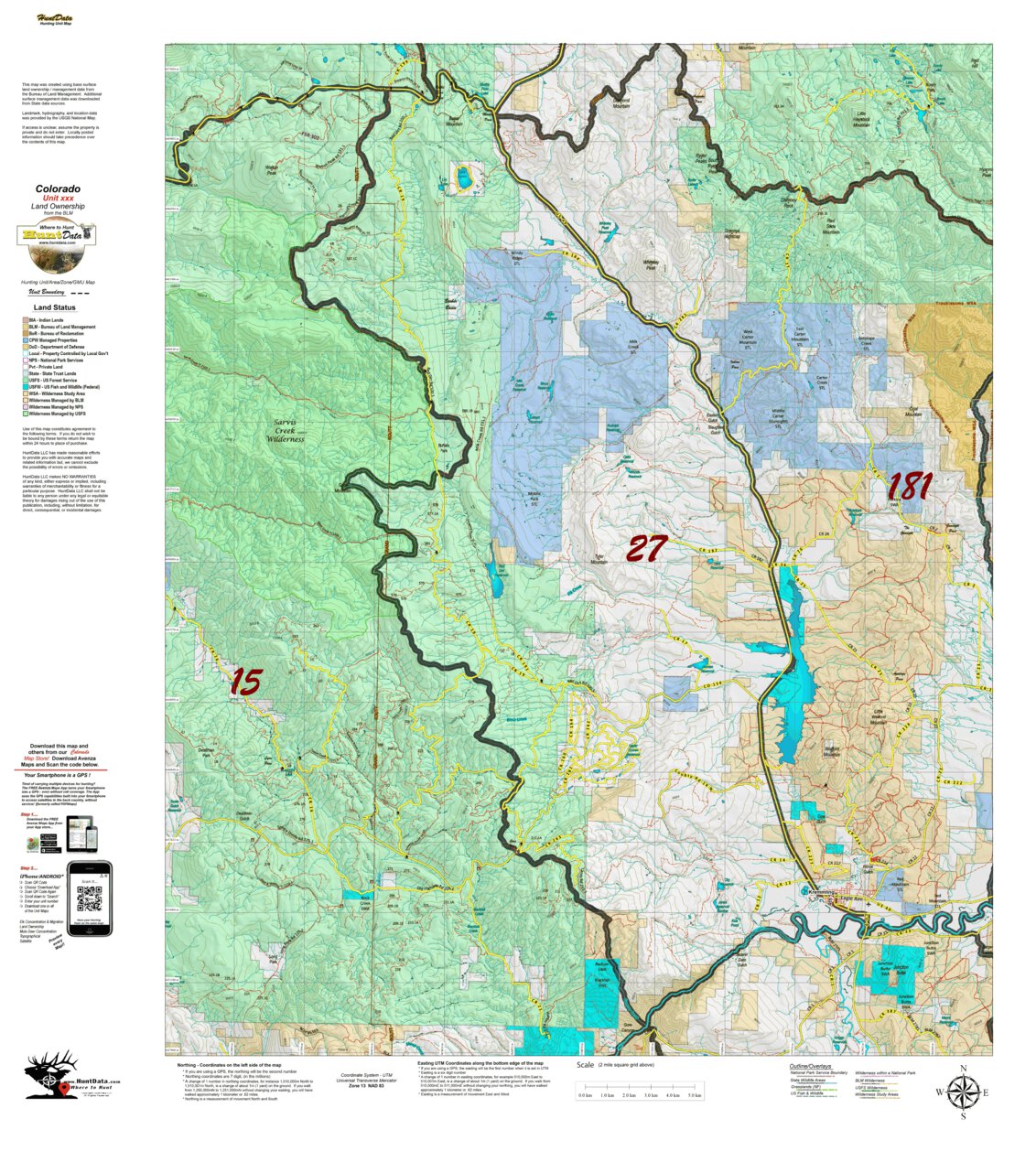 Co Unit 27 Land Ownership Map by Colorado HuntData LLC | Avenza Maps