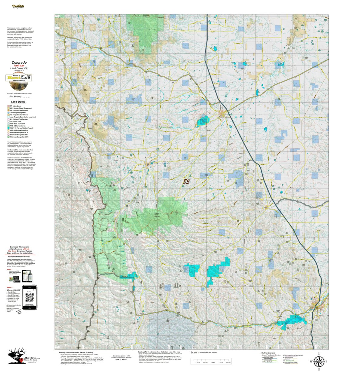 Co Unit 85 Land Ownership Map by Colorado HuntData LLC | Avenza Maps