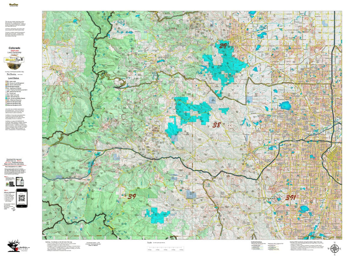 Co Unit 38 Land Ownership Map by Colorado HuntData LLC | Avenza Maps