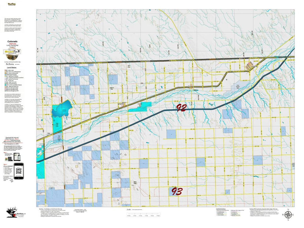 Co Unit 92 Land Ownership Map by Colorado HuntData LLC | Avenza Maps